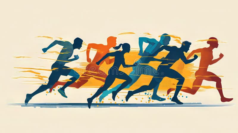 Simple Illustration of a Runner Running at Full Speed Stock ...