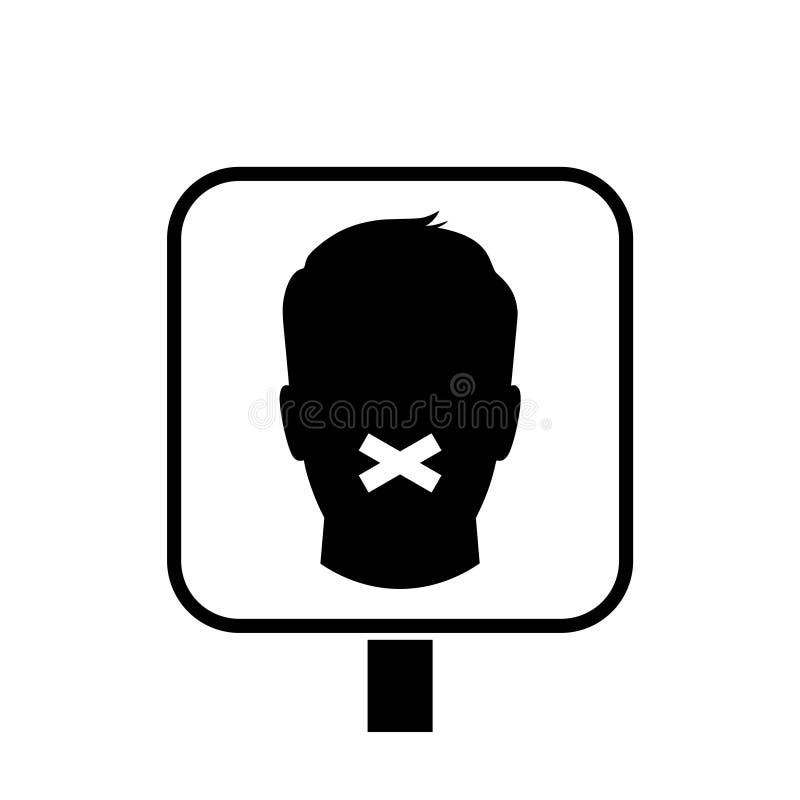Silence icon with shadow stock illustration. Illustration of human ...