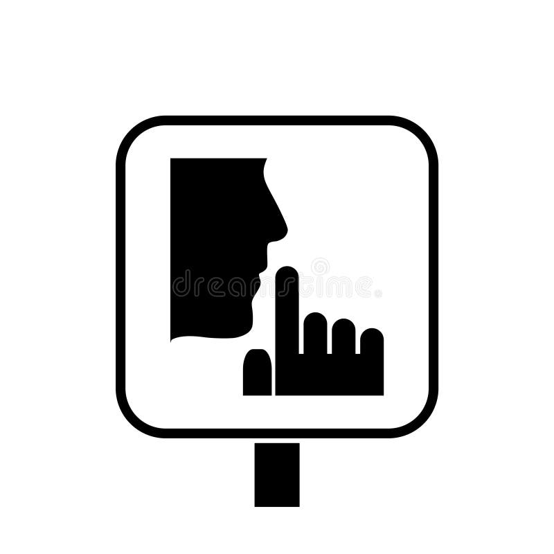 Silence icon with shadow stock illustration. Illustration of human ...