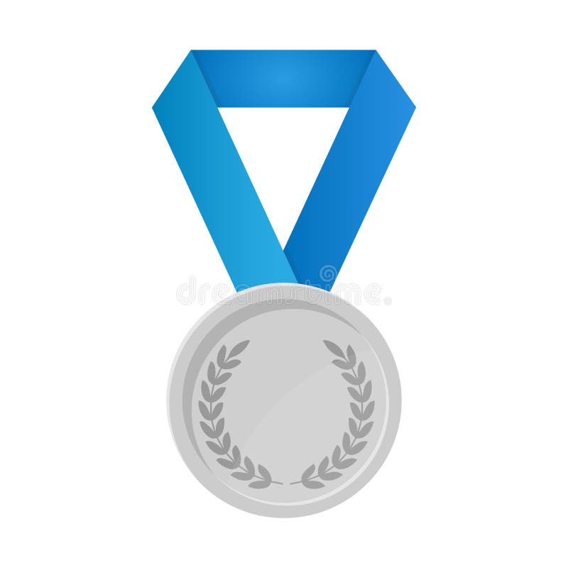 Simple Illustration of Silver Award Medal with Ribbons for Winners ...