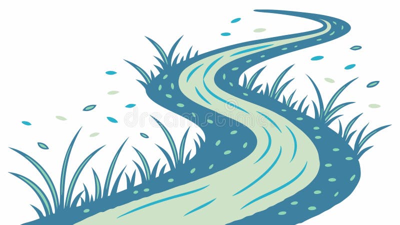 A Simple Illustration of a Small Stream Winding through Tall Green ...