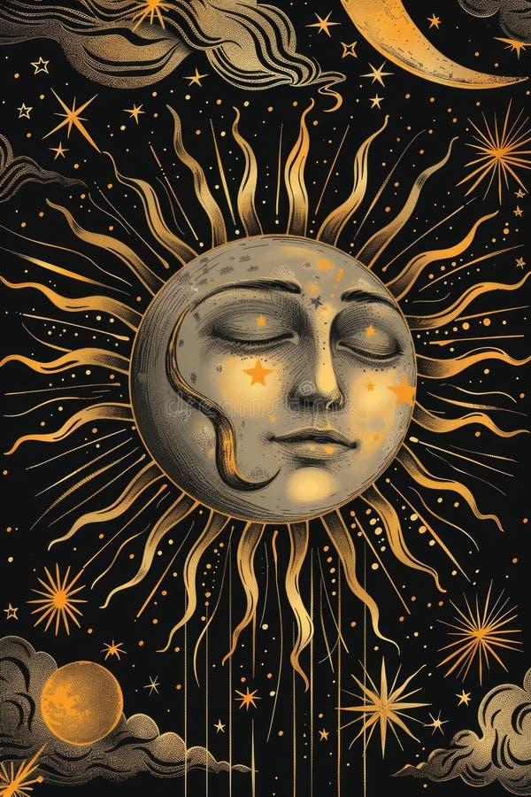 A Simple Illustration of a Smiling Sun with Human-like Features Stock ...