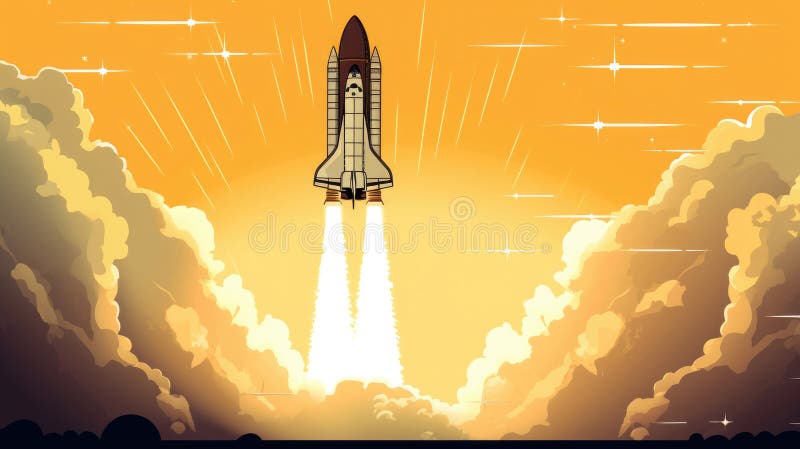 A Simple Illustration of a Space Shuttle Launch. Generative AI Stock ...