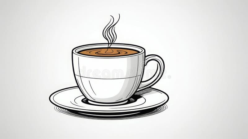 Simple Illustration of a Steaming Coffee Cup on a Saucer Stock ...