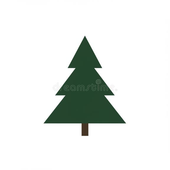 Simple Illustration of a Stylized Pine Tree on a White Background. the ...