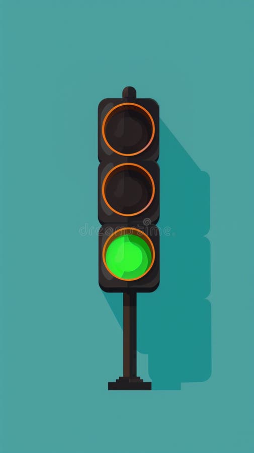 Simple Illustration of a Traffic Light with Vibrant Green Light on a ...