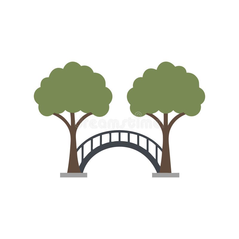 Black and White Silhouette Illustration of Tree and Bridge with Clean ...