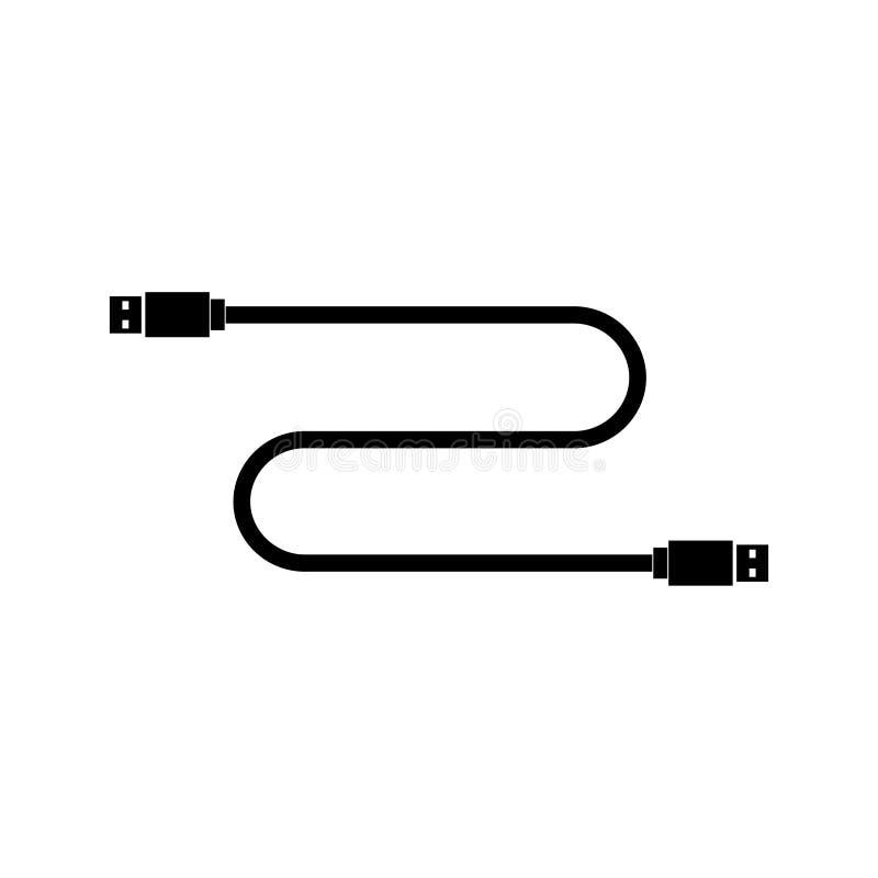 Simple Illustration of Usb Data Cable Personal Computer Component Icon ...