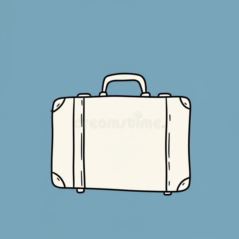 Simple Illustration of a Vintage Suitcase with a Handle, Set Against a ...