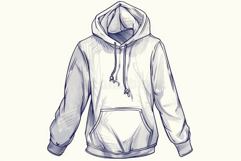 A Simple Illustration of a White Hoodie on a Plain White Background ...