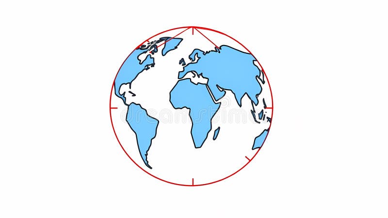 World Globe Illustration Blue Continents on White Background with Red ...