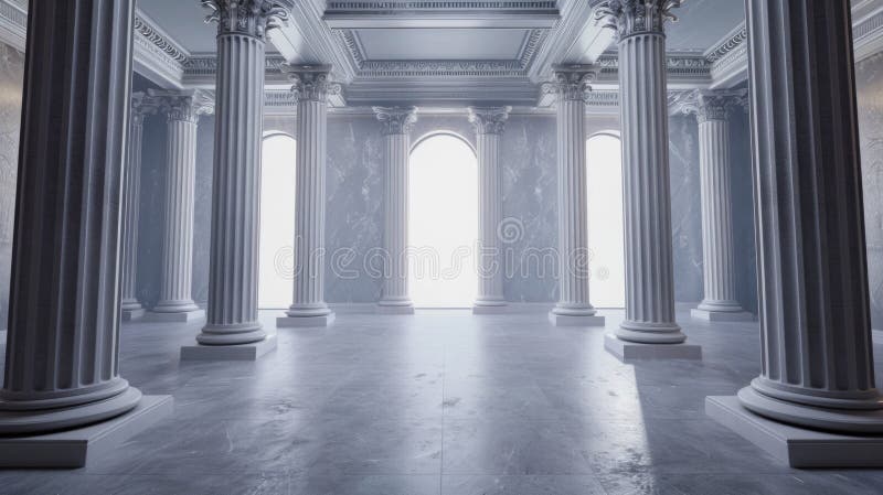 A Simple Image of an Empty Room with Columns and Windows. Suitable for ...