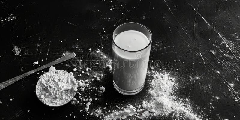 A Simple Image of a Glass of Milk and a Spoon on a Table. Suitable for ...