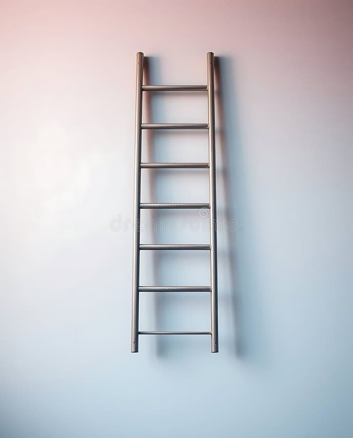 Minimalist Ladder Against Pale Wall Symbolizing Ascent and Progression ...