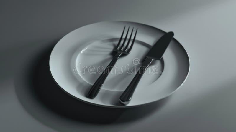 A Simple Image of a Plate with a Fork and Knife. Suitable for ...