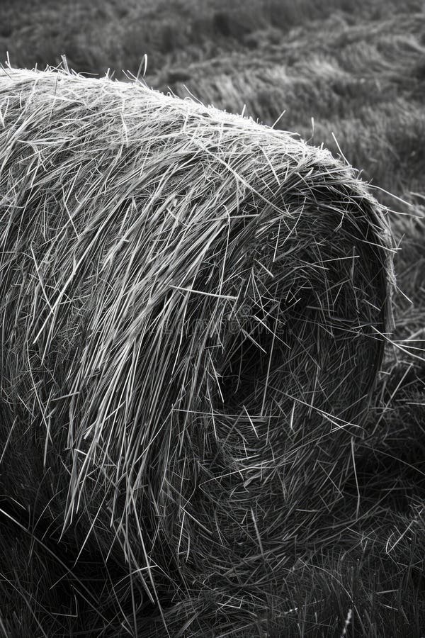 Hay Bale in Black and White Stock Photo - Image of nature, rural: 376904456