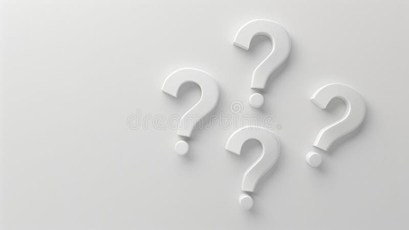 Simple Image of Three White Question Marks on a White Surface. Perfect ...