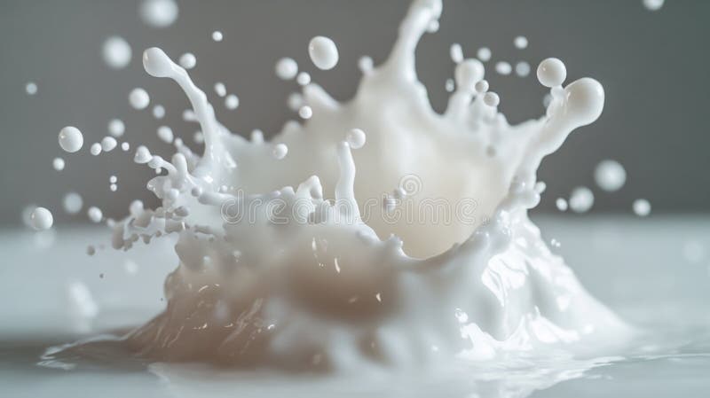 A Simple Image of a White Surface with a Small Splash of Milk Stock ...