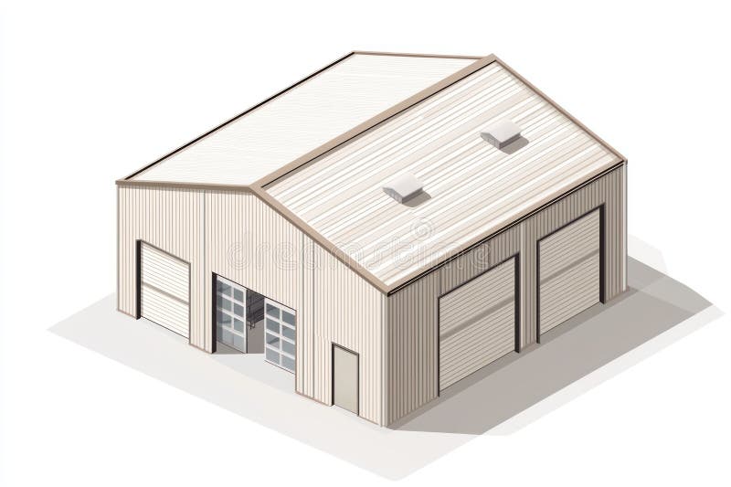 Simple Industrial Warehouse with Metal Exterior and Large Doors ...