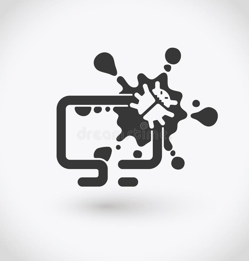 Simple Infected PC Icon on White Background. Simple Infected PC Vector ...