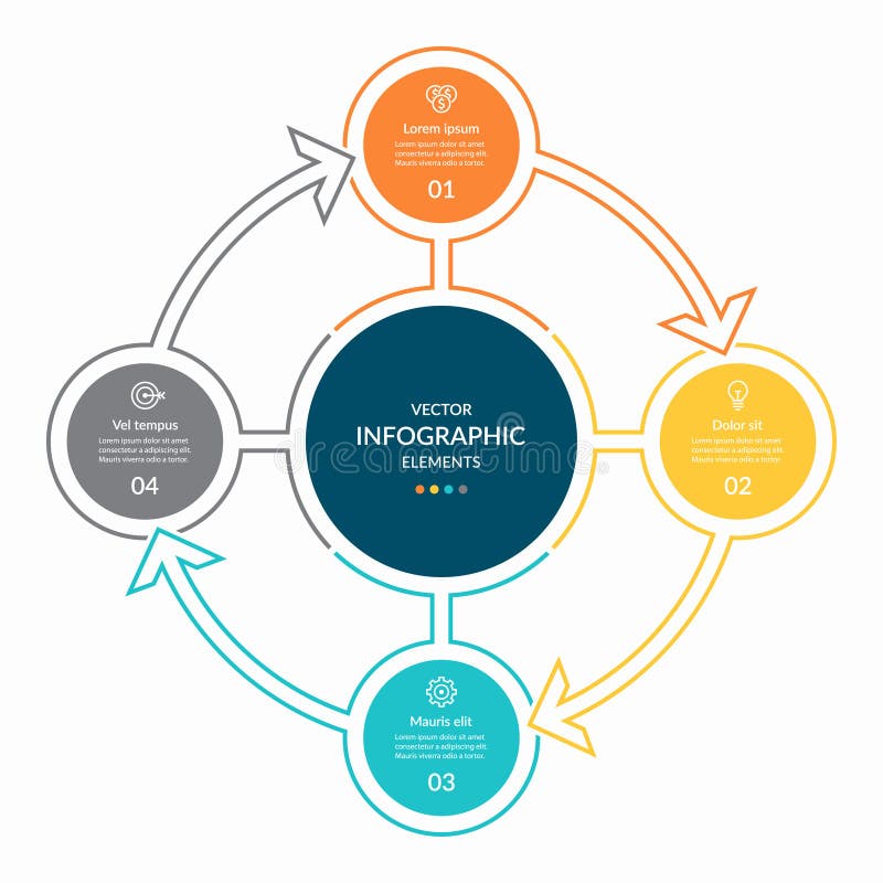 Simple Infographic Circle with 4 Steps. Vector Circular Template, Round ...