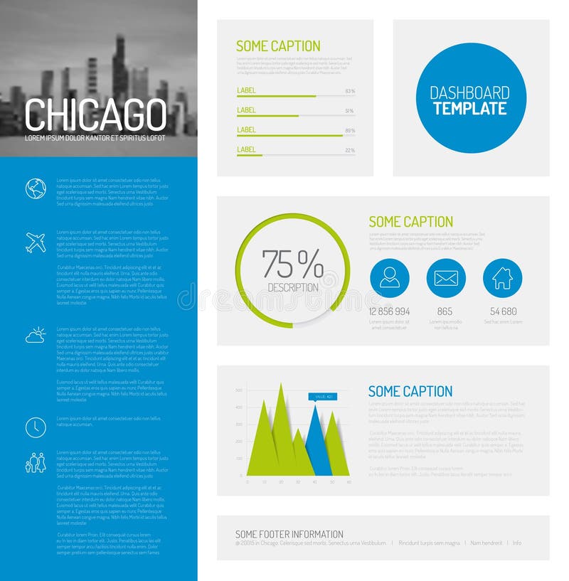 Infographic Dashboard Template. Simple Green Blue Design of Interface ...