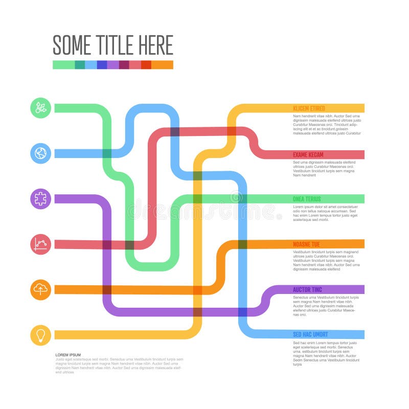 Simple Infographic with Six Element Option Items and Thick Lines Stock ...