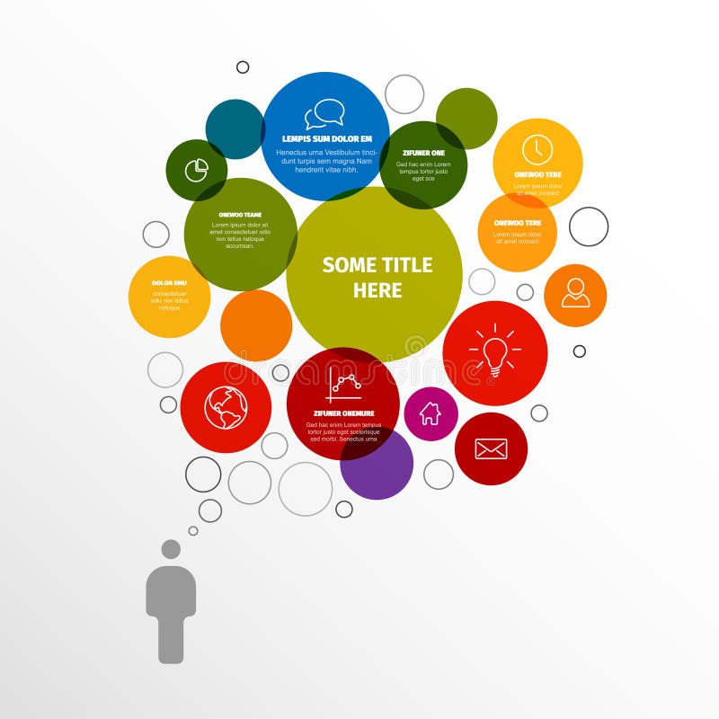 Simple Infographic Template with Person Icon and His Ideas and Thoughts ...