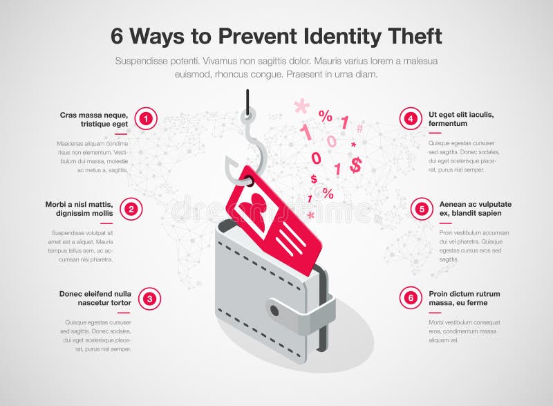 Simple Infographic For 6 Ways To Prevent Identity Theft Template Stock ...