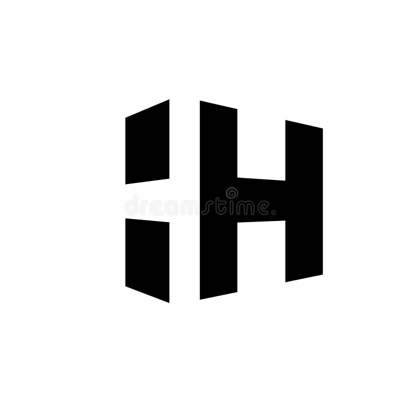 Initial Letter Hh Monogram Logo Design Negative Space Stock ...