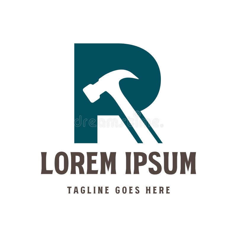 Simple Initial Letter R with Hammer for Repair Service Icon ...