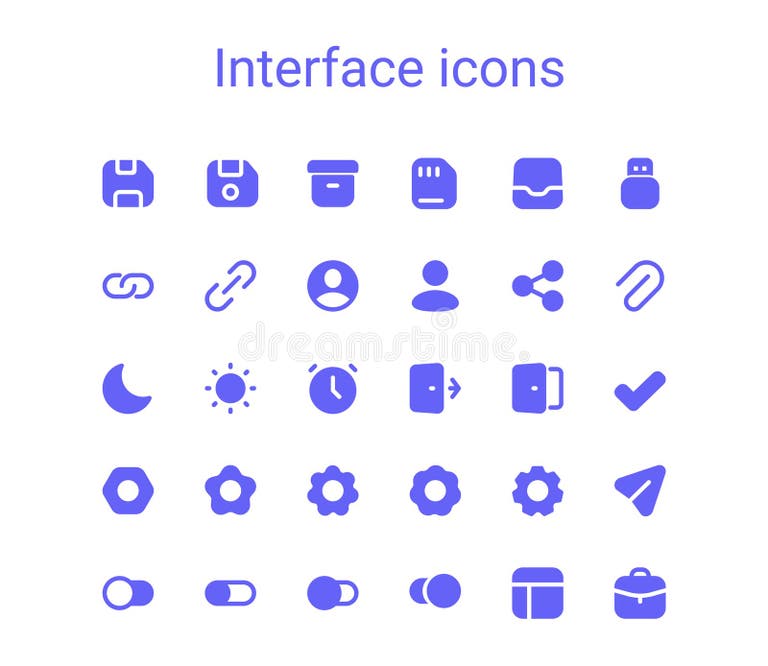 Simple Interface Glyph Icons Set. Round Mini Vector Icons Stock Vector ...