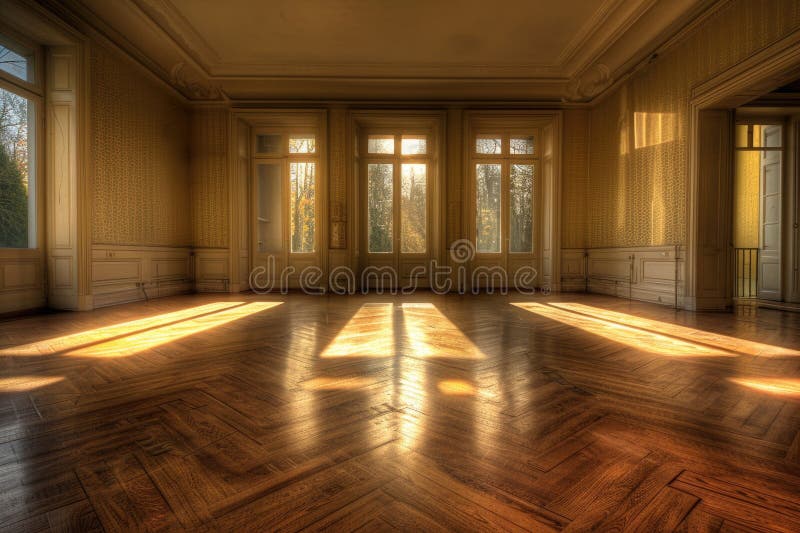 Simple Interior Design Concept with Wooden Floor and Big Windows for ...