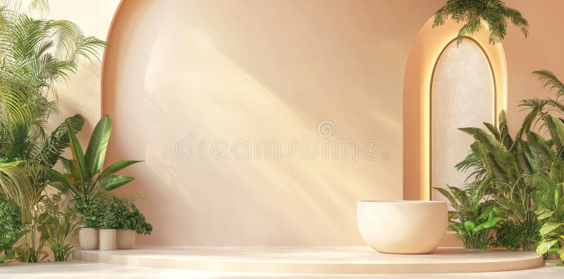 Simple Interior Design Featuring Pale Pink Walls and Architectural ...