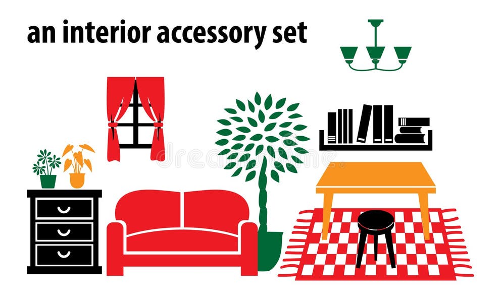 Simple Interior Prop Icon Set Stock Vector - Illustration of mobile ...