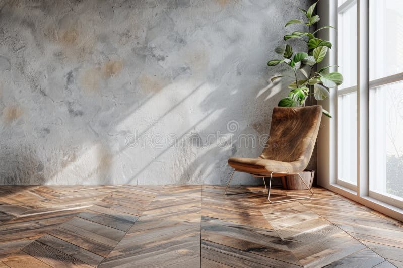 A Simple Interior Scene with a Chair Sitting in Front of a Window ...