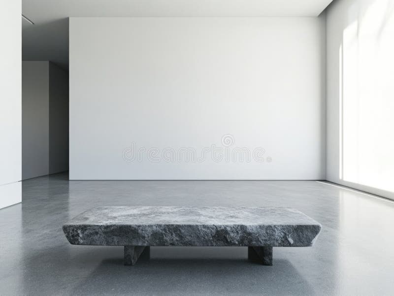 Empty Room with Stone Bench Stock Image - Image of bench, support ...