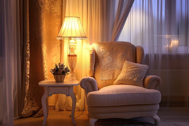 A Simple Interior Setting with a White Chair Next To a Table Featuring ...