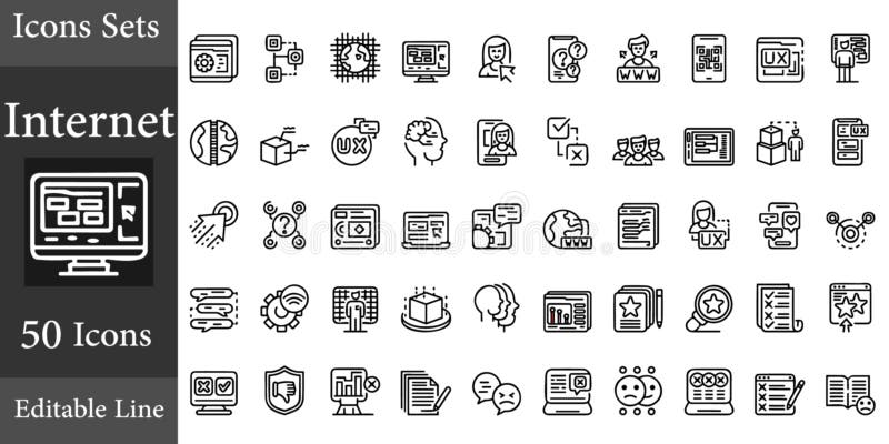 Simple Internet Icons Set Universal Internet Icon Stock Vector - Illustration of circle, wheel ...