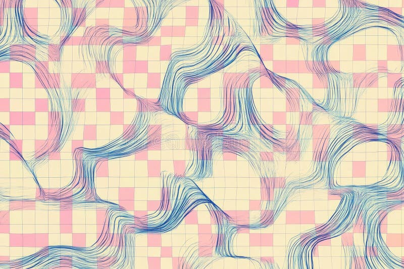 A Simple yet Intriguing Design Featuring Wavy Lines on a Checkered ...
