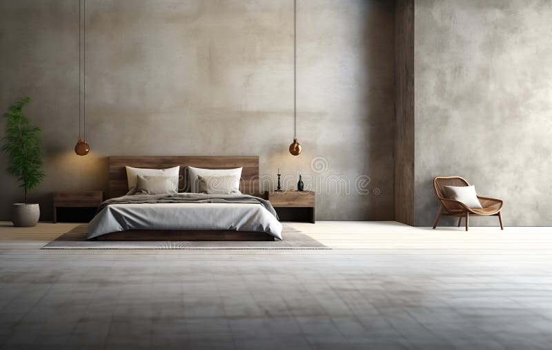 A Simple and Inviting Loft Bedroom Model. AI Stock Illustration ...