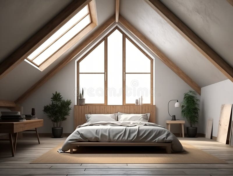 A Simple and Inviting Loft Bedroom Model. AI Generative Stock ...
