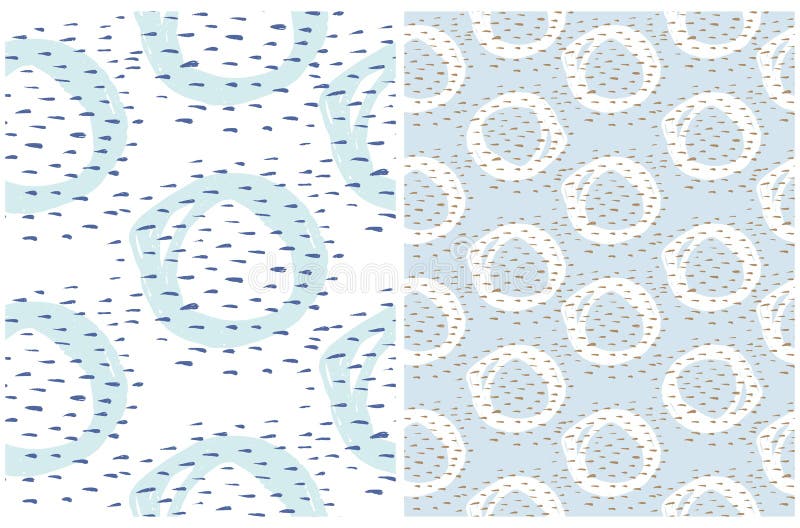 Simple Irregular Geometric Seamless Vector Patterns. Hand Drawn Circles ...