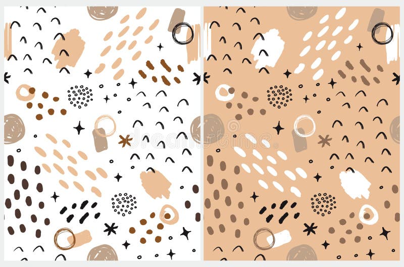 Simple Irregular Geometric Seamless Vector Patterns. Hand Drawn Circles ...