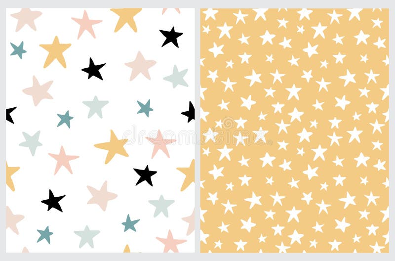 Simple Irregular Starry Seamless Vector Patterns. Simple Hand Drawn ...