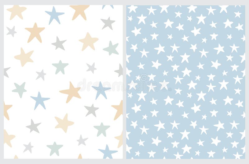 Simple Irregular Starry Seamless Vector Patterns. Simple Hand Drawn ...