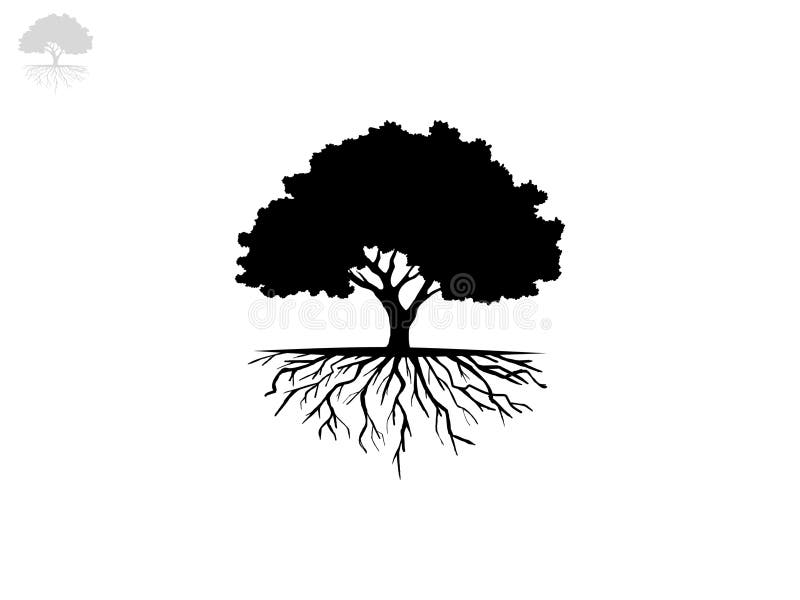 Simple Isolate of Tree and Roots LOGO Style. Stock Vector ...