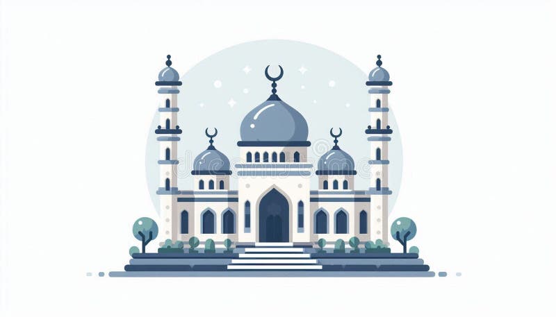 Simple Isolated Mosque Vector with White Background Stock Illustration ...