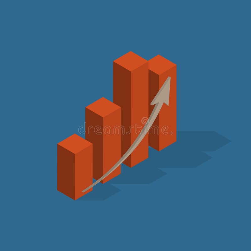 Minimal Isometric Illustration of Bar Graph Stock Illustration ...