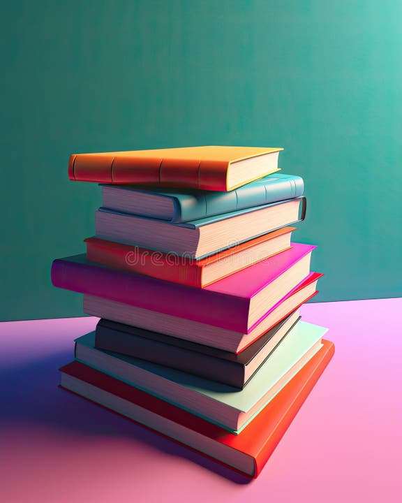 Simple Isometric Stack of Books on Gradient Background Stock ...
